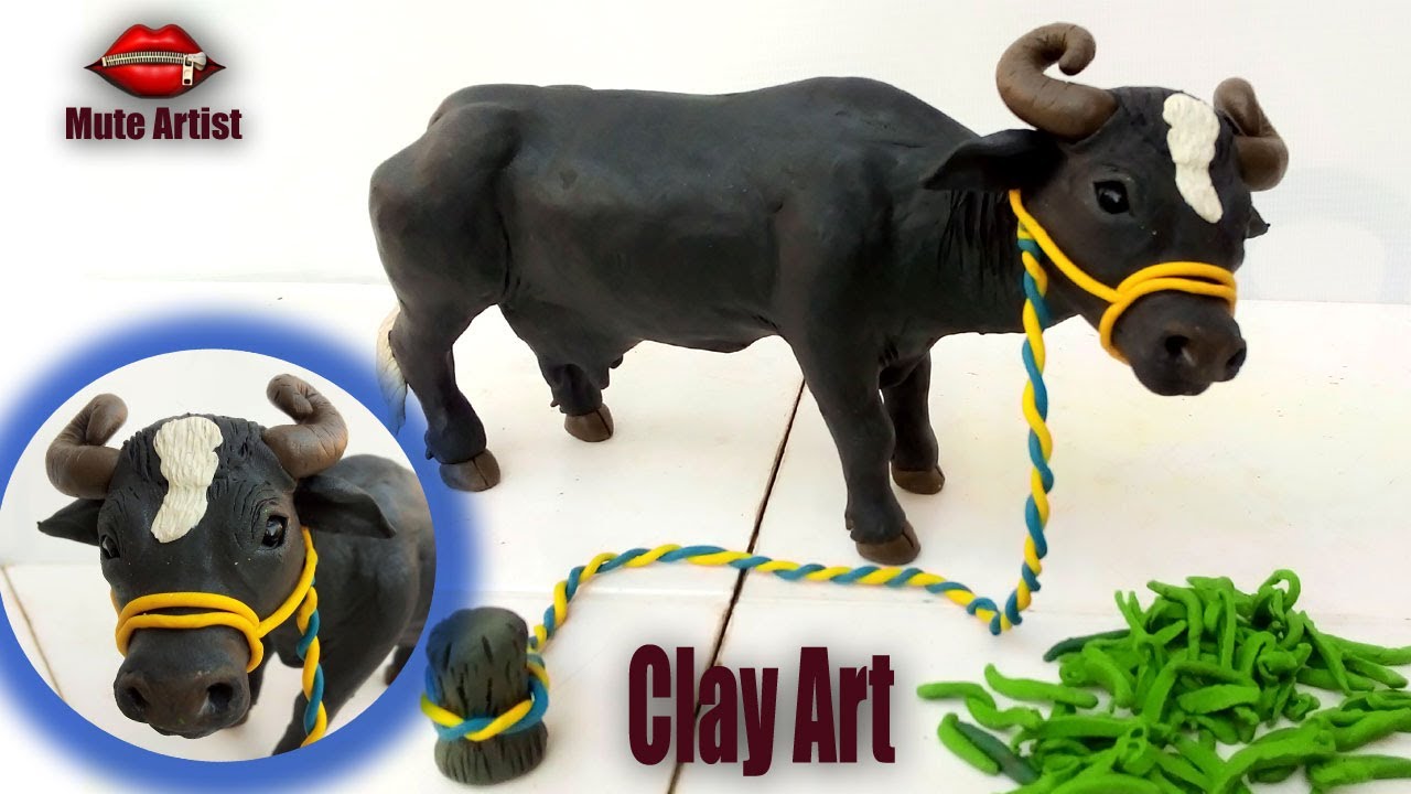 Sculpting Clay : Buffalo making with clay tutorial | Animals making ...