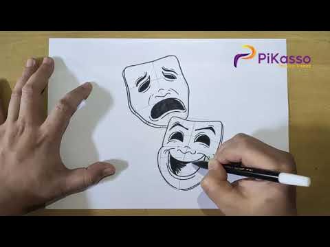 How to Draw a Drama Mask Easy step by step - YouTube