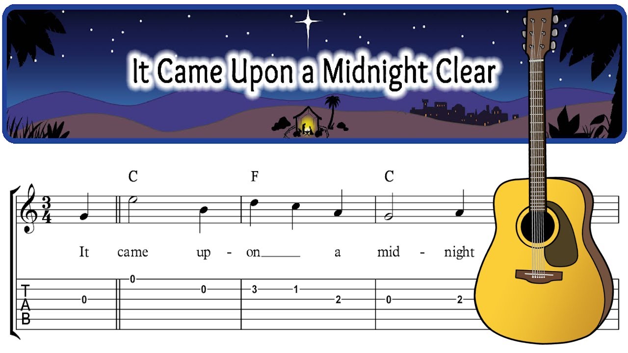 It Came Upon a Midnight Clear - Easy Christmas Guitar Sheet Music with ...
