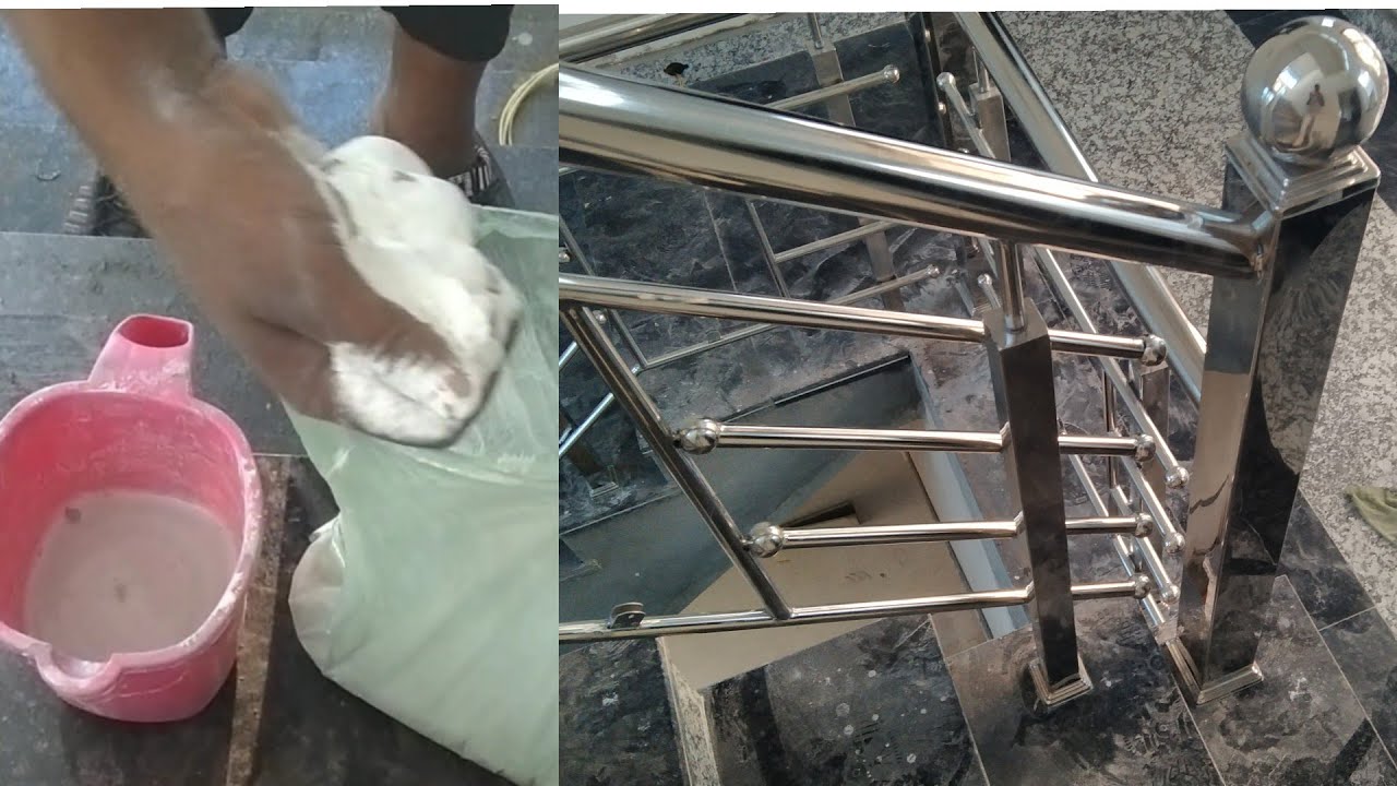 clean stainless steel | steel railing ki safai | how to clean stainless ...