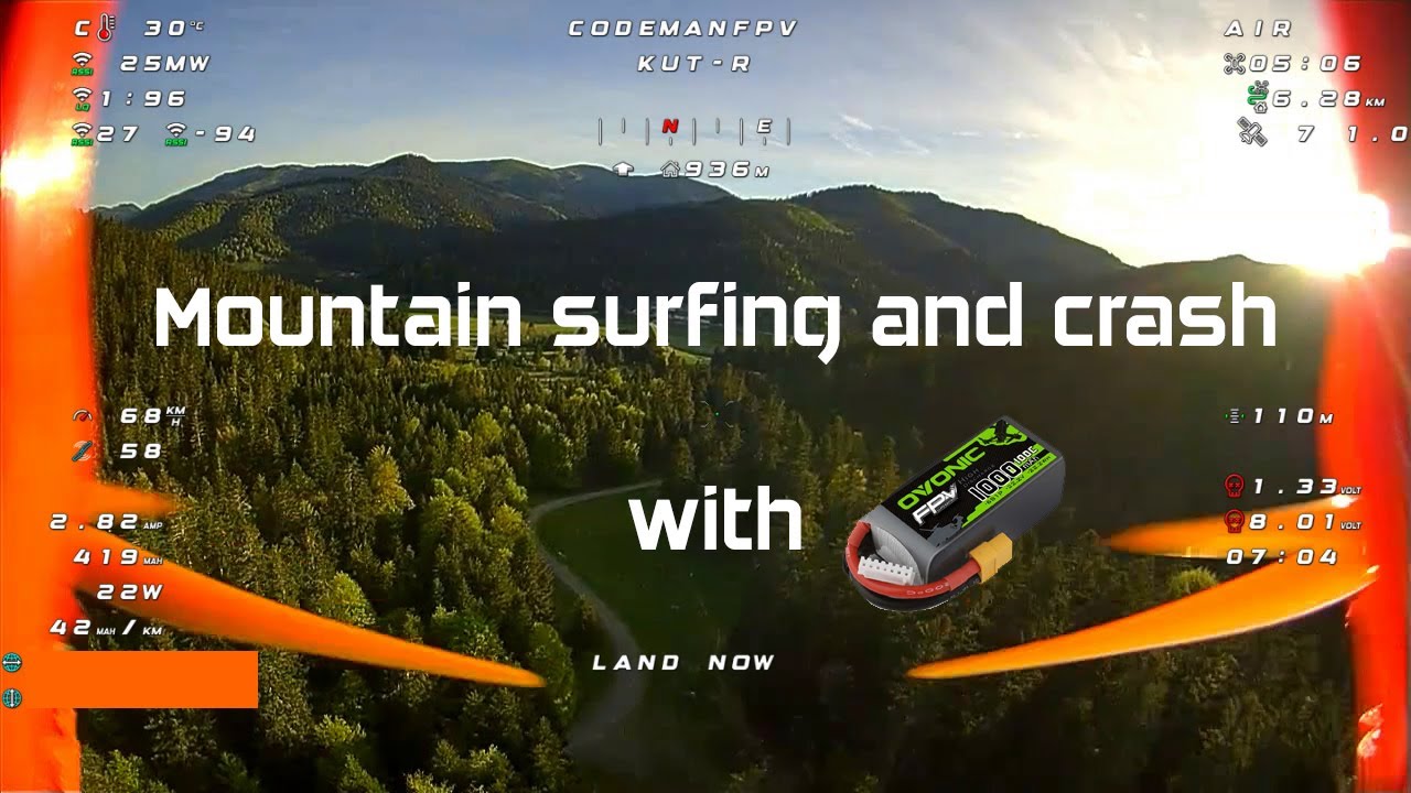 FPV mountain surfing with a 1000mah lipo and crash ! - YouTube