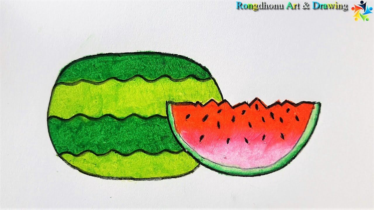 Tormuj Akanor Niyom🍉🍉 Easy rules for drawing watermelon🍉🍉Painting Easy🍉 ...