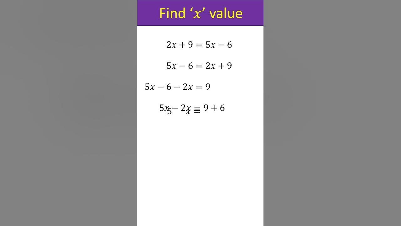 Find 'x' value - YouTube