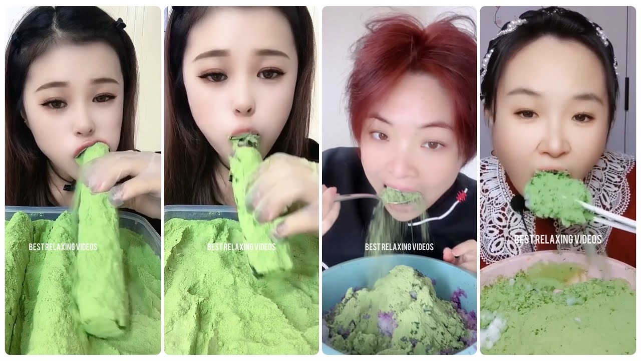 Best matcha green tea powder & Eating matcha powdered ice & matcha ...