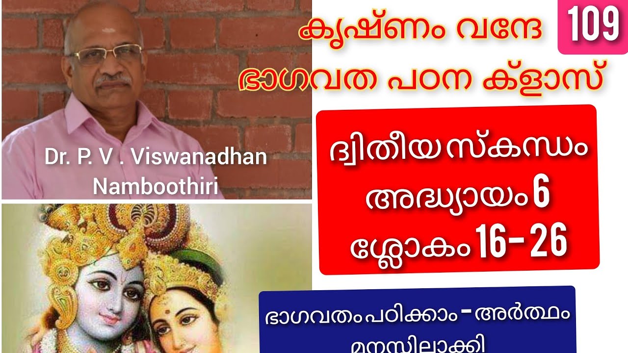 KRISHNAM VANDE - BHAGAVATHAM CLASS (109) BY DR. P V VISWANADHAN ...