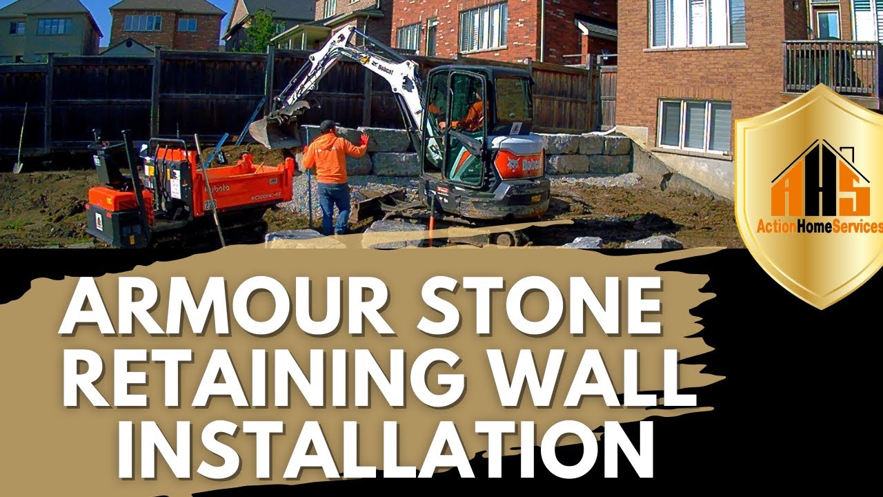 Armour Stone Retaining Wall Installation TimeLapse - YouTube