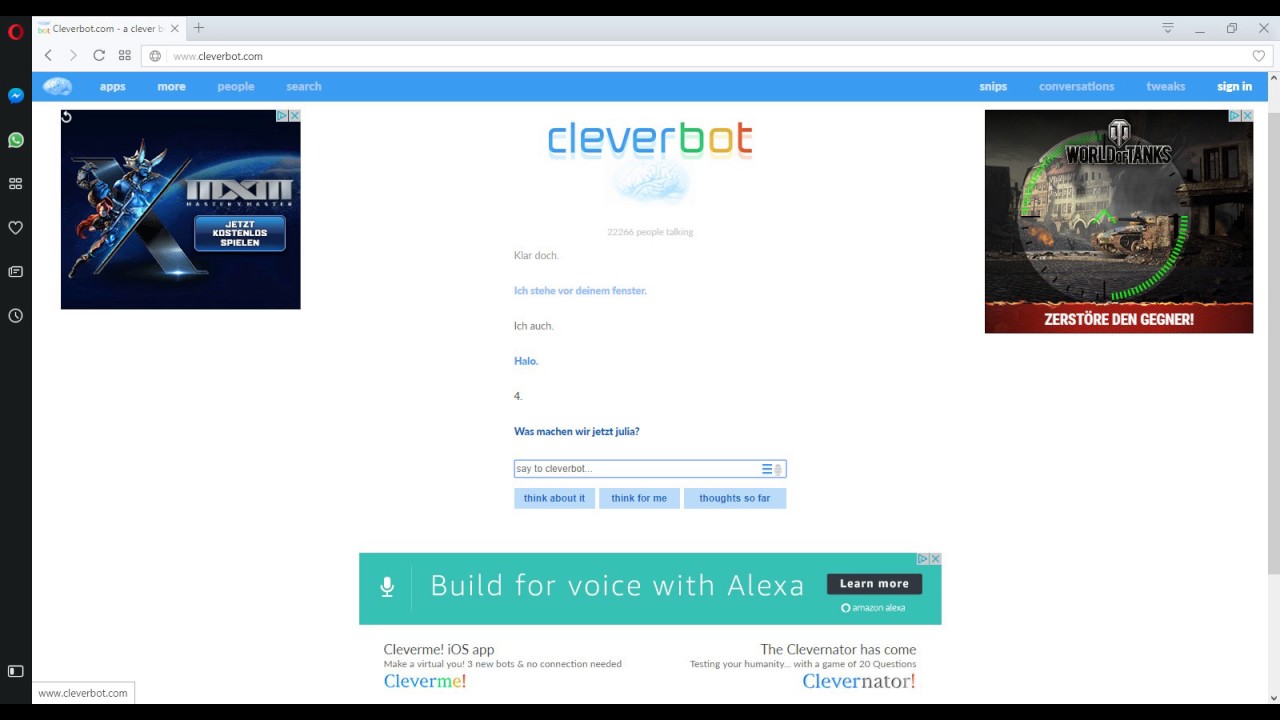 Cleverbot hat es eingesehen,, es,, ist ein Computer Part:1# German ...