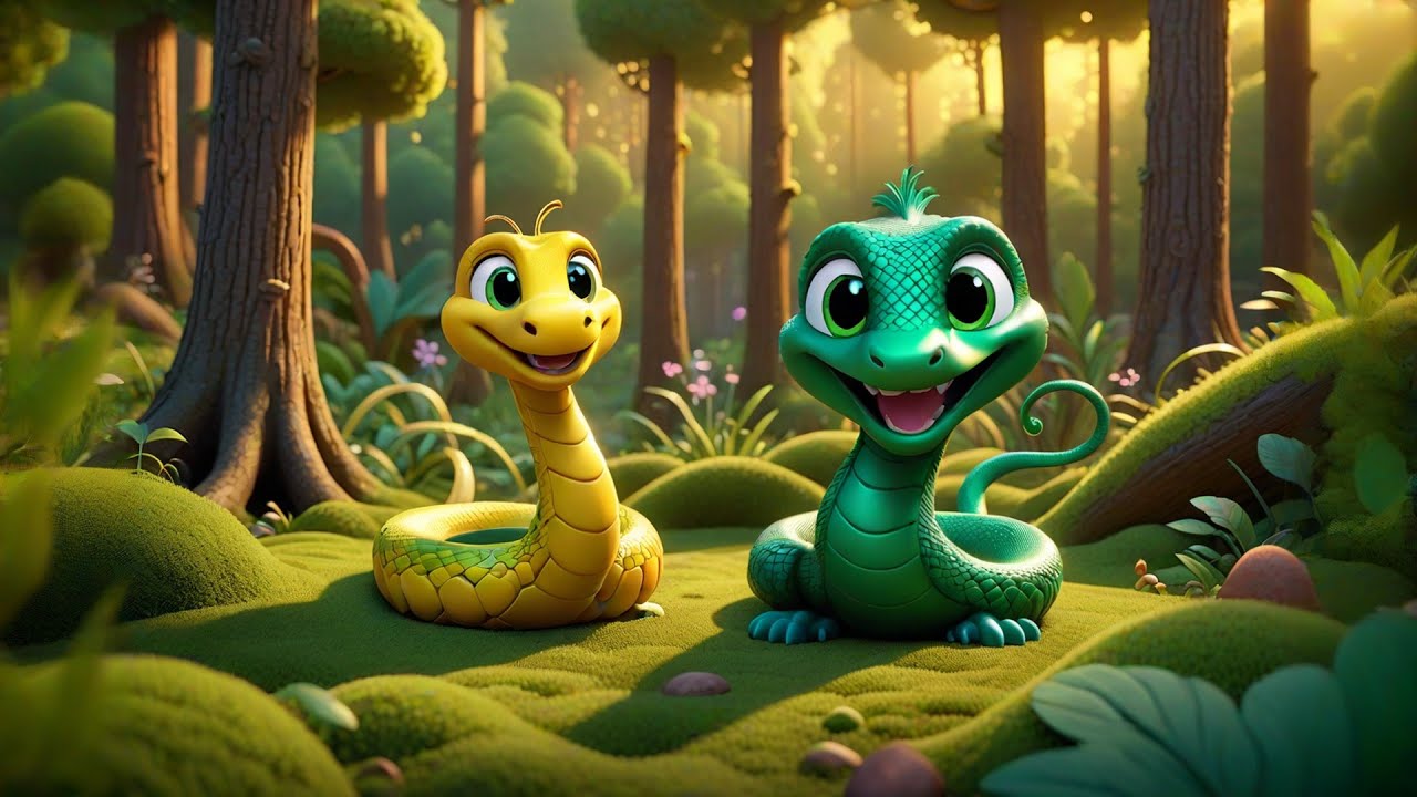 Two Baby Snakes Slither and Smile | Snake Song for Kids | Nursery ...