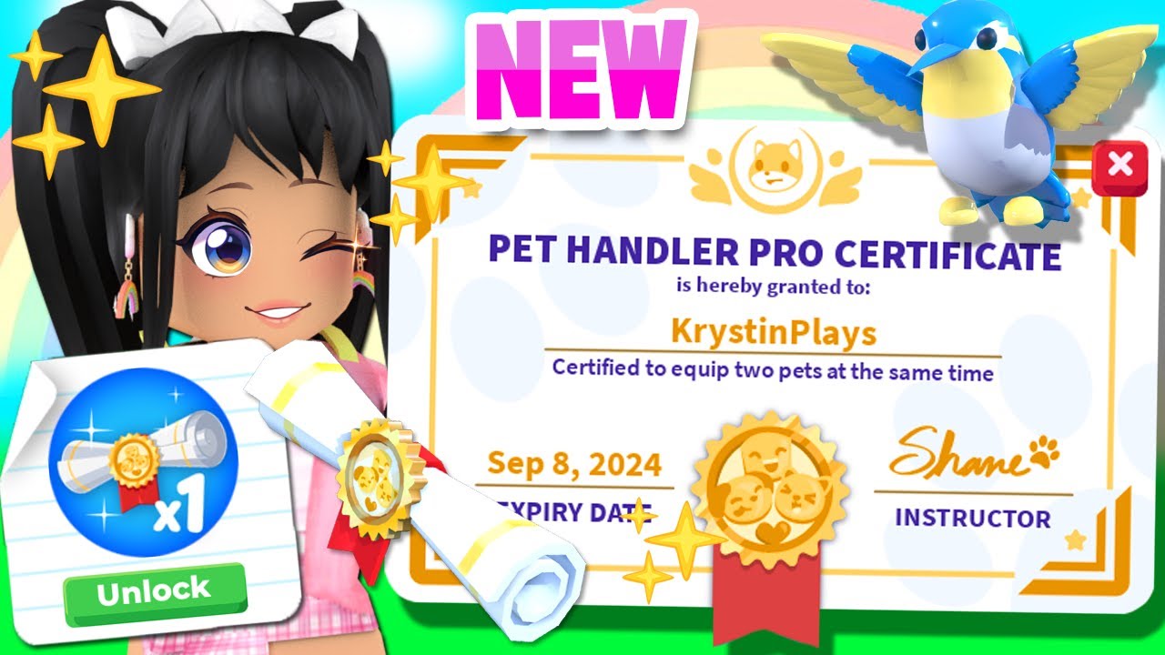GET *FREE* PET PRO CERTIFICATE + HUMMINGBIRDS in Adopt Me! (roblox ...