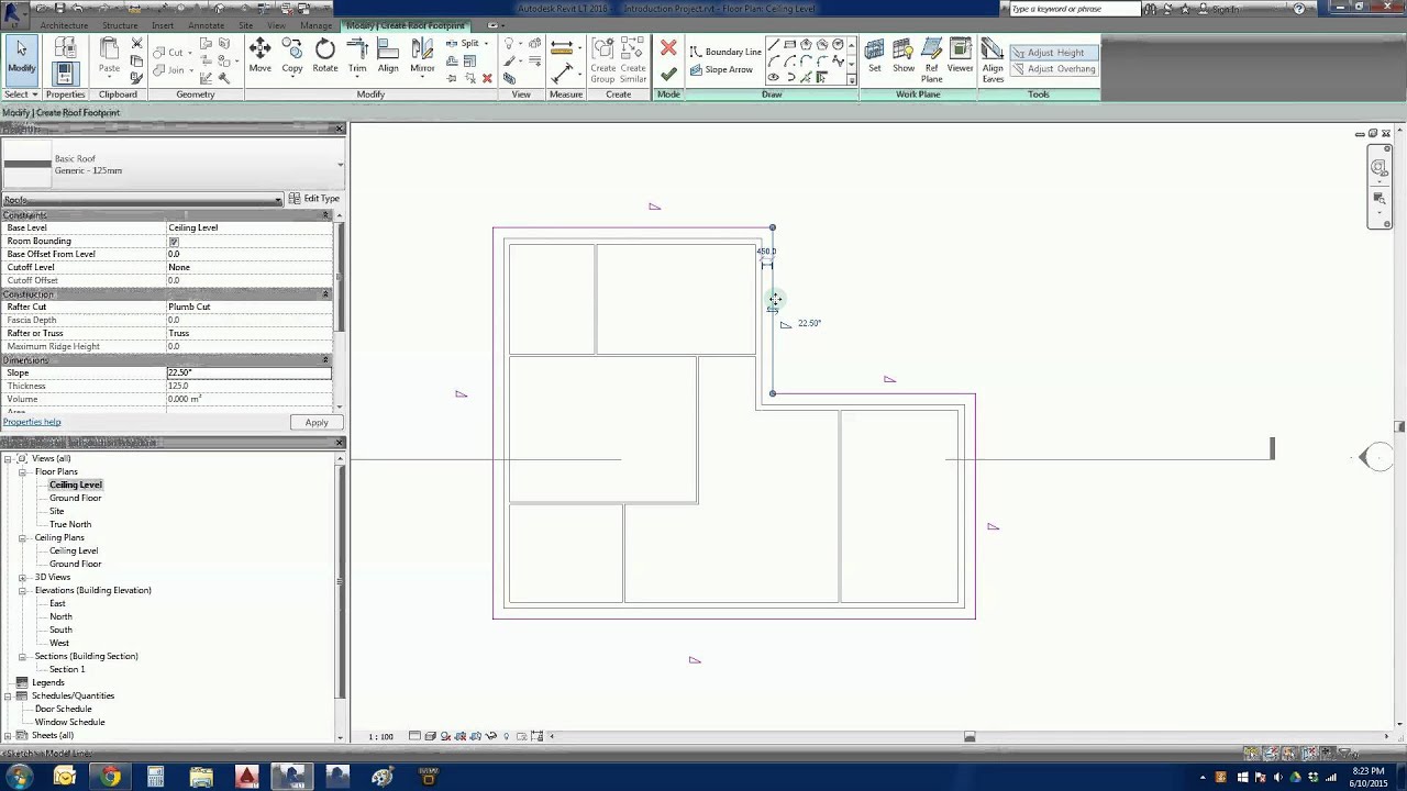Revit LT 2016 - Project A #6: Adding a Roof, Fascia, and Gutter - YouTube
