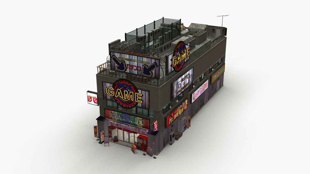 Pachinko Game Center 3D Model Scene Cam 3 - YouTube