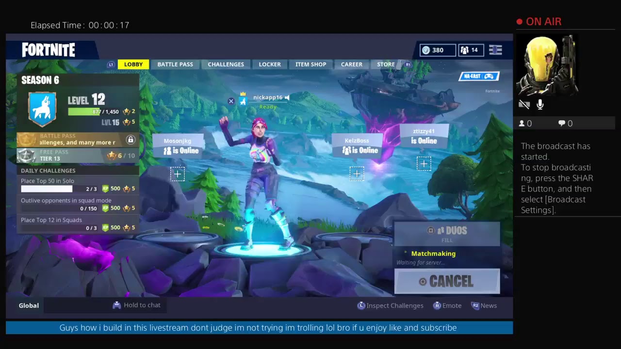 Fortnite battle royal grinding 90 wins ps4 playing random duos 220 subs ...