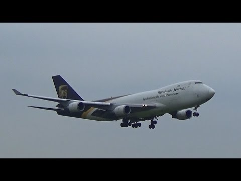 UPS Cargo 747 - Smooth Landing at Cologne Airport - YouTube