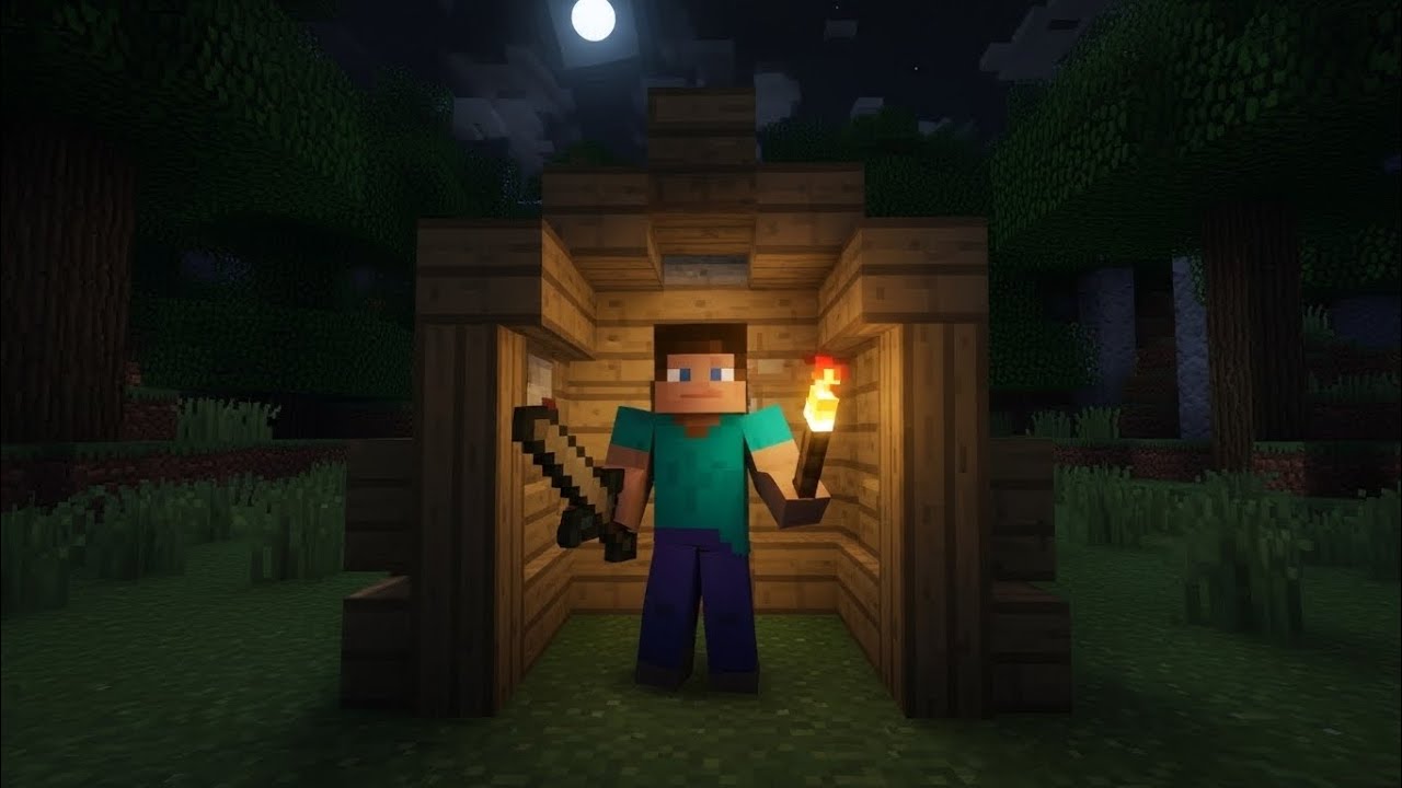 Minecraft: Beginner's First Night Survival - YouTube