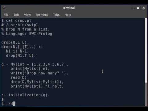 Prolog Programming - "take" and "drop" List Functions. - YouTube