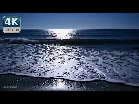 Relax → Sleep: 4K Moonlit Ocean Waves 🌙🌊 Night Beach Ambience for Deep Sleep & Calm