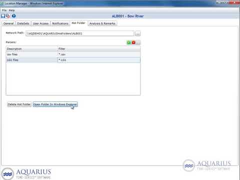 AQUARIUS Time-Series 3x - Location Manager - 6 - Hot Folder Management - YouTube