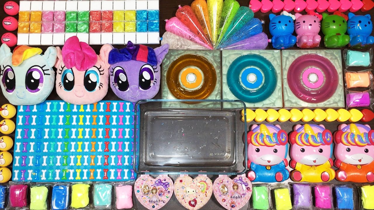 RAINBOW PONY CUTE !!! Mixing CLAY ,GLITTER and PIPING BAG into CLEAR ...