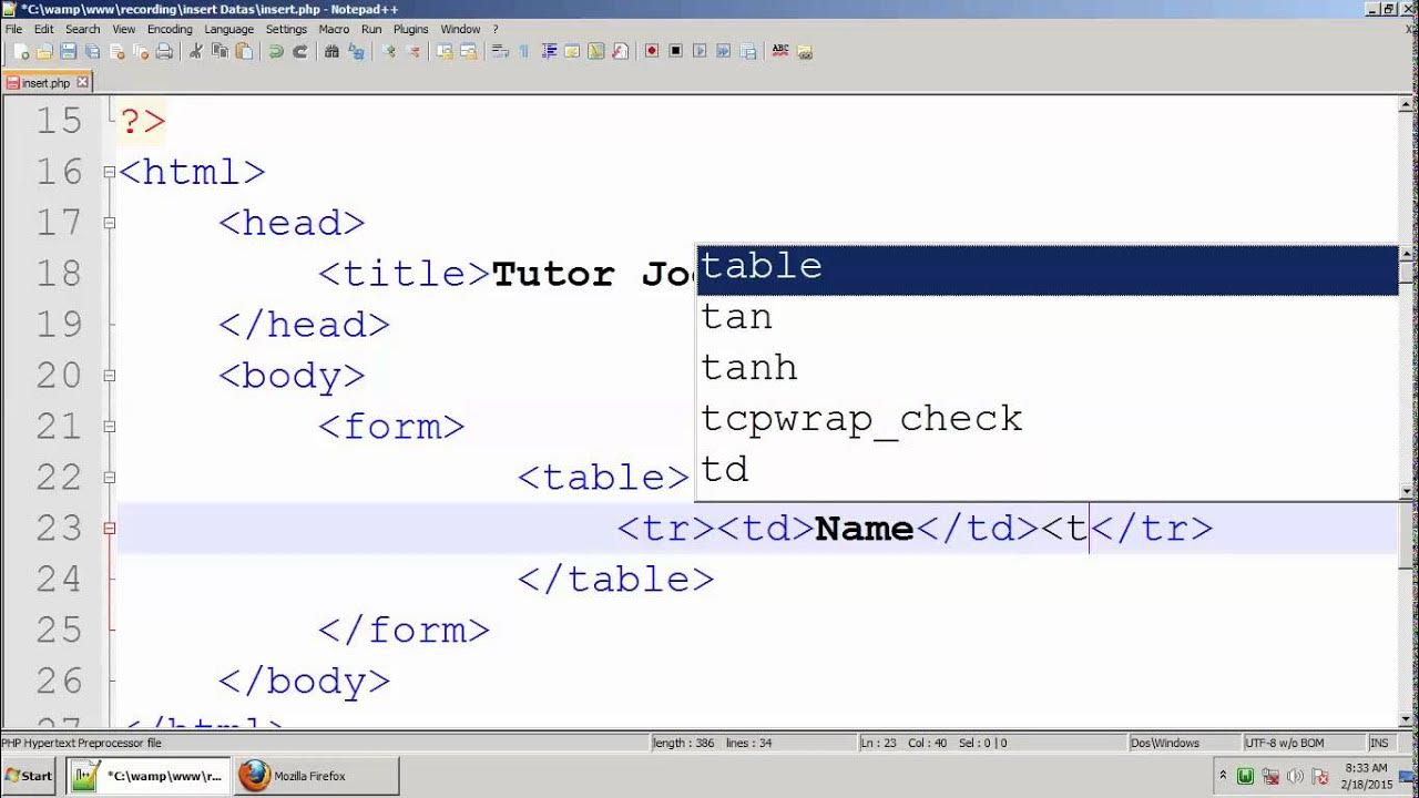 Inserting Data To Mysql Database By PHP Tamil - YouTube