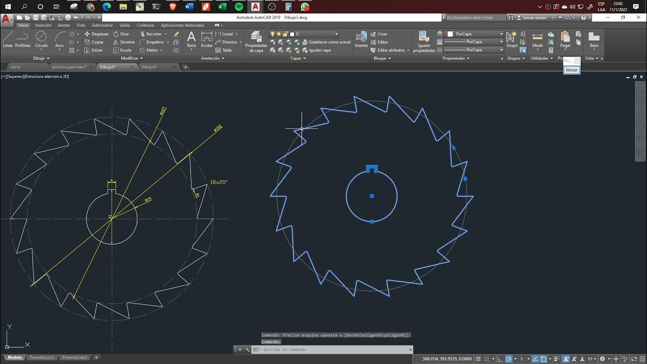 Comando matriz polar, acotación y capas en Autocad - YouTube