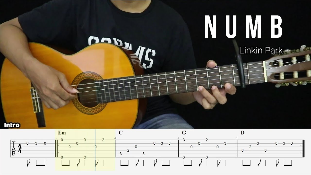 Numb - Linkin Park - Fingerstyle Guitar Tutorial + TAB & Lyrics - YouTube