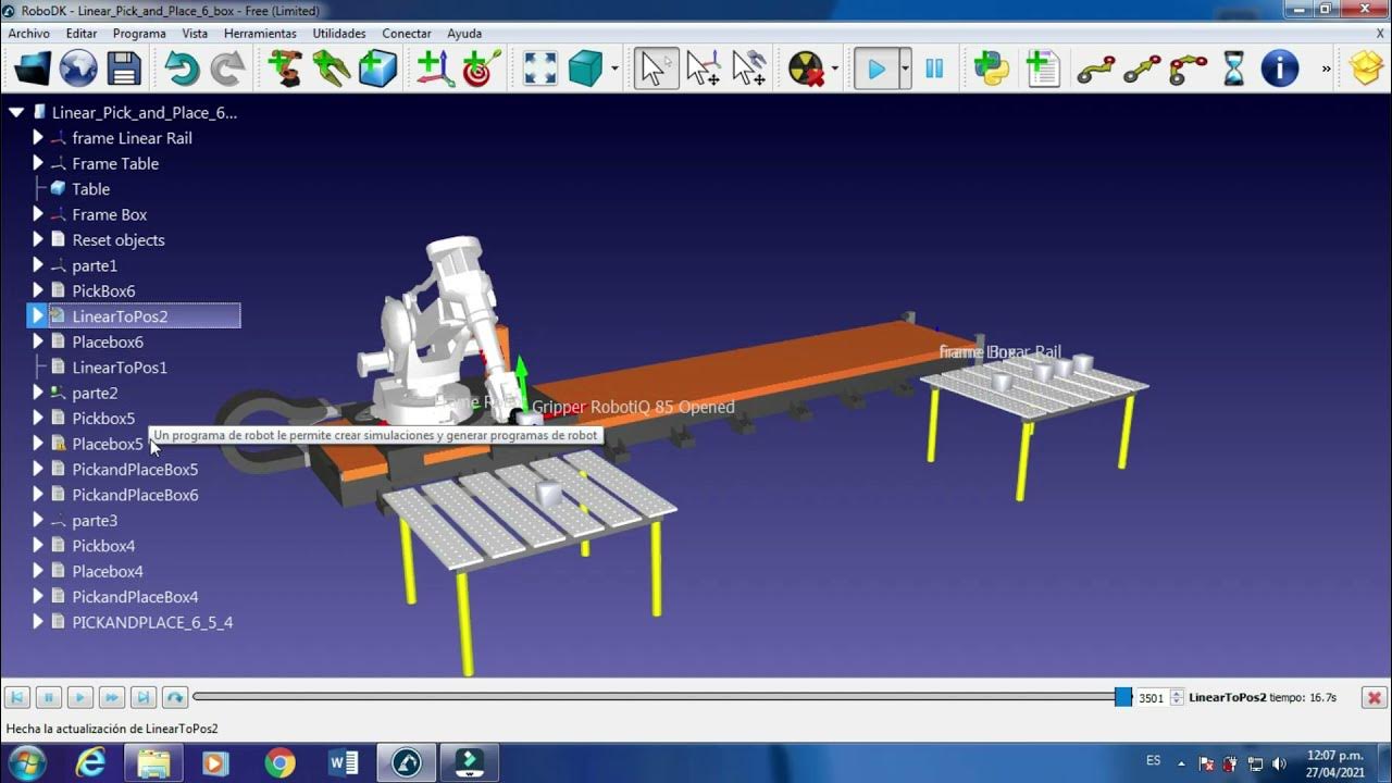 Linear Pick and Place ABB robot 3 box using RoboDK - YouTube