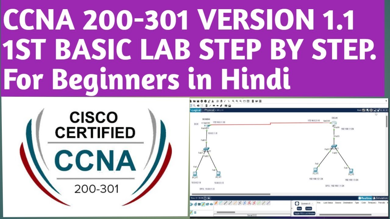 CCNA 200-301 Basic Lab Step by Step for Beginners in Hindi Call +91 ...