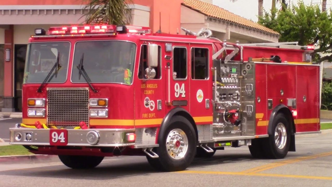 (New Engine) LACoFD Engine 94 & EST94 Responding - YouTube