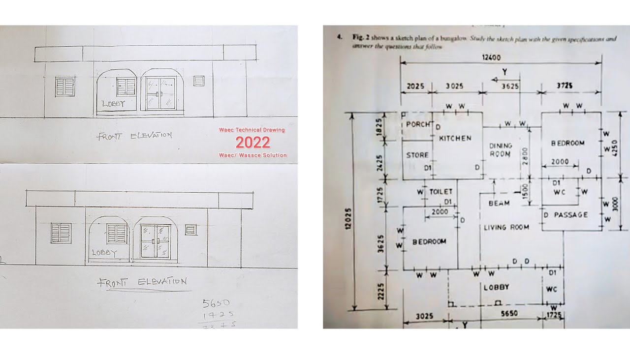 Front Elevation for Technical Drawing 2022 Paper 3 Solution #building # ...