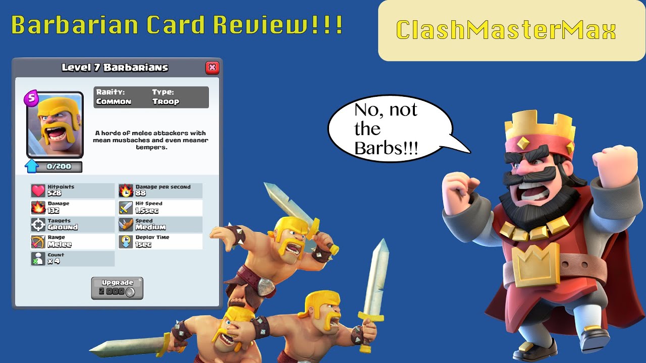 BARBARIAN CARD REVIEW!!! Clash Royale!! - YouTube