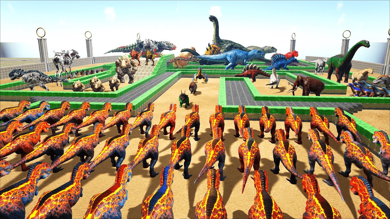 100 T-REX VS GIANT ARK DEATHRUN - YouTube