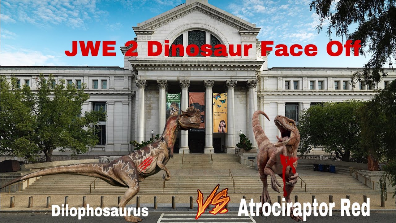 JWE 2 Dinosaur Face Off Dilophosaurus vs Red Atrociraptor 2024 - YouTube