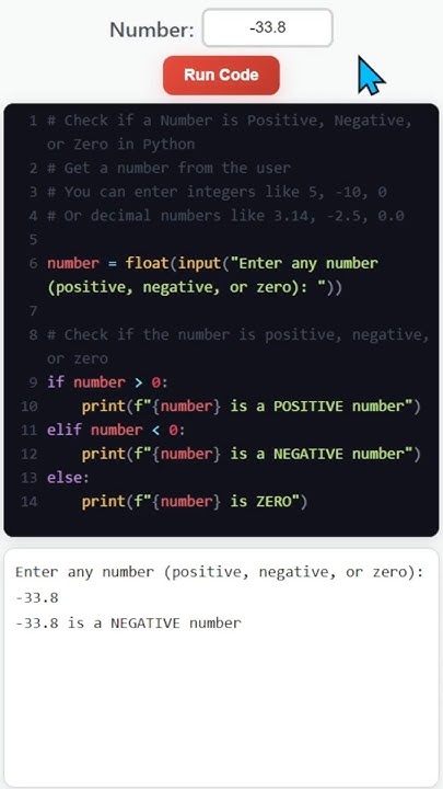Check if Number is Positive Negative or Zero in Python #pythonexercises ...