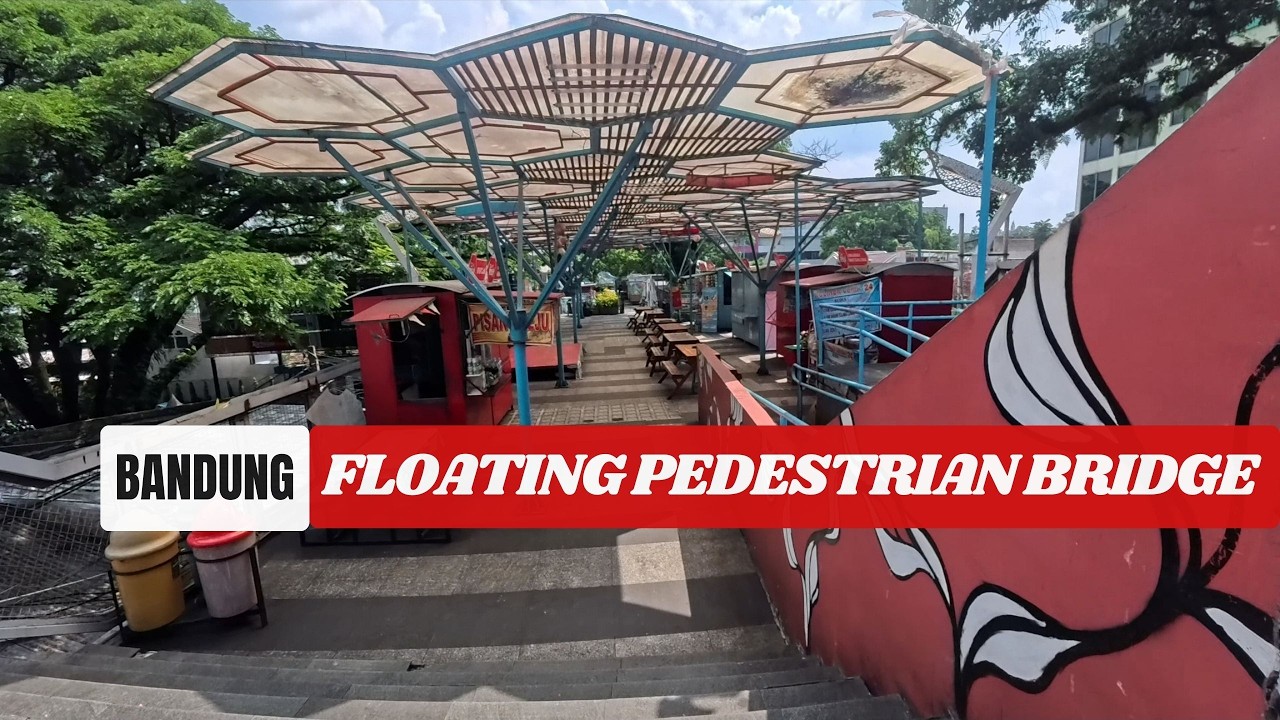 Bandung Indonesia, 4K Walking Tour: Floating Pedestrian Bridge Panorama ...