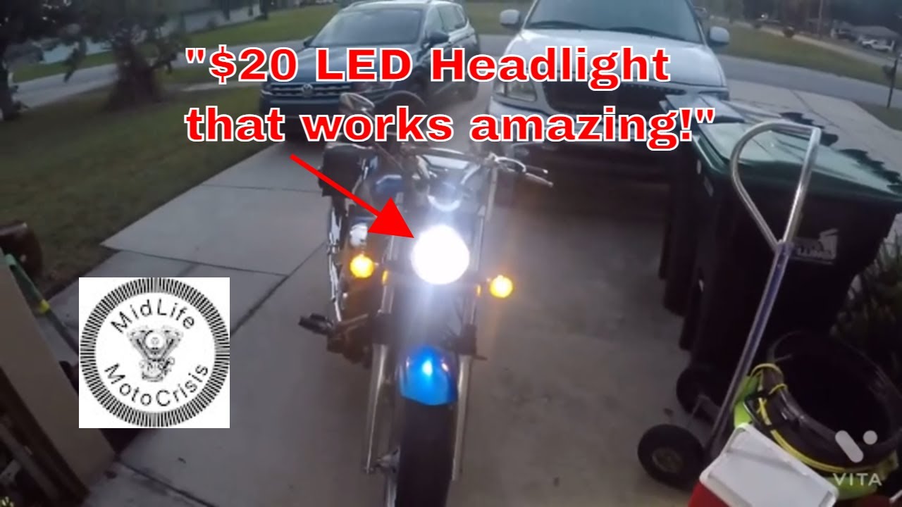 Replaced my headlight with an LED light on my Yamaha Stryker - YouTube