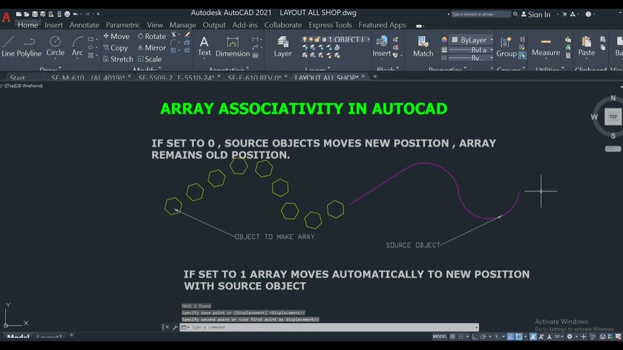 Array associativity command - move array with source object in autocad ...