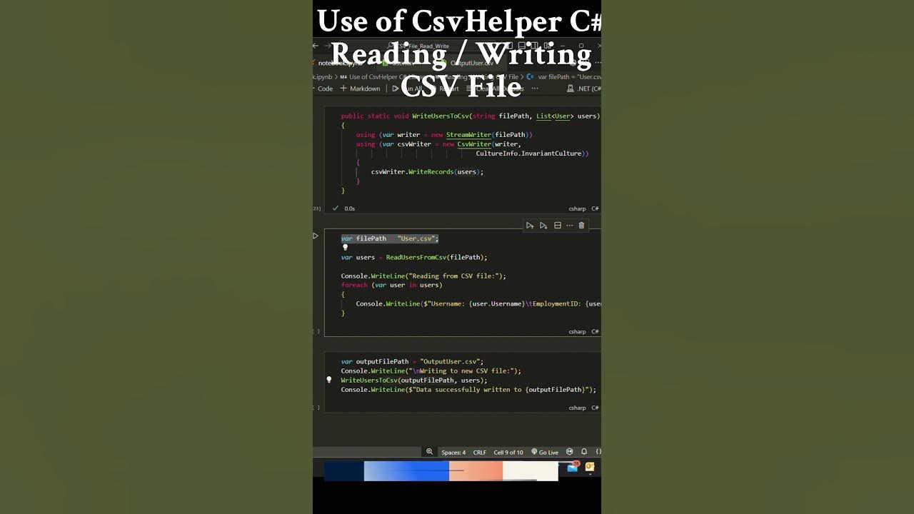 C Net Tips Csvhelper Read And Write Csv File In C Shorts Csharp Dotnet Codingtips Coding 