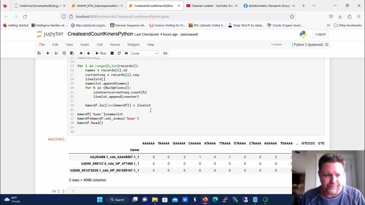 Count DNA K-Mers in Multiple Sequences in Python - YouTube