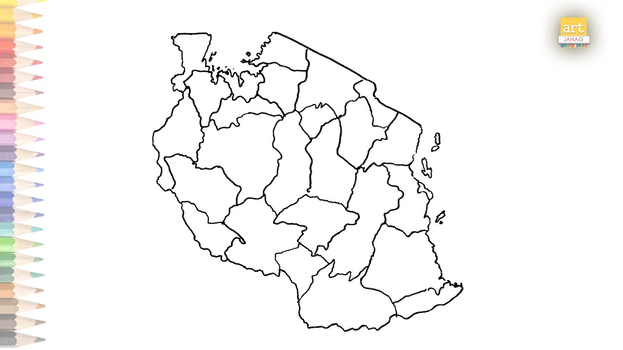Tanzania map outline | How to draw Tanzania map step by step | Map ...