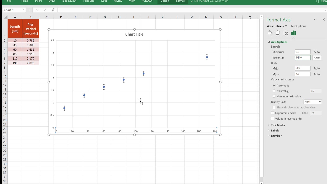 Fitting Pendulum Data in Excel - YouTube