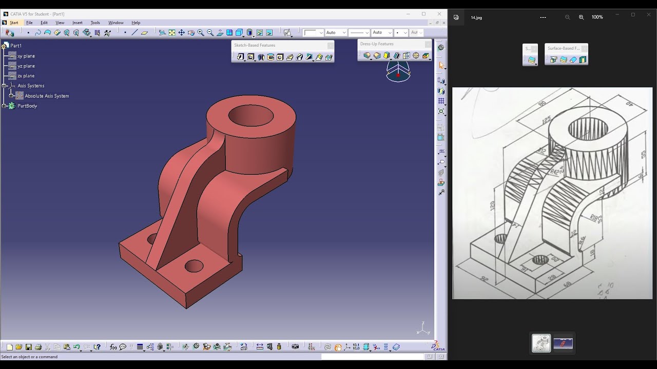 CATIA V5 TUTORIAL EXERCISE 14 - YouTube