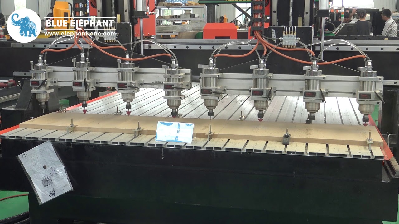 Economic wood cnc router two head with eight spindles 2.2kw spindle DSP ...