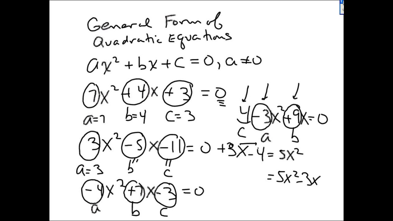 General Form Of Quadratic Equations By Free Academy YouTube General Form Of Quadratic Equations By Free Academy YouTube