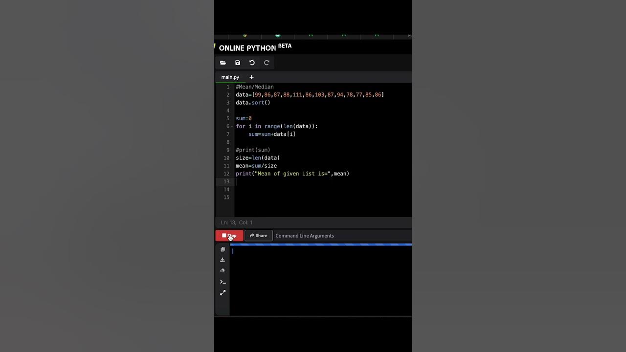 Mean Median Python Programming Ytshorts Python Coding Youtube