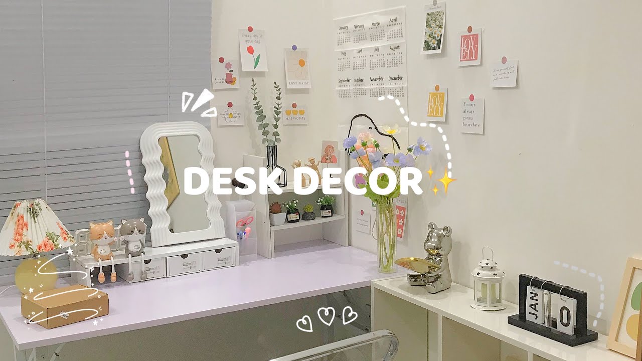 Vlog🍓Desk decor🌷Unbox,Desk Tour, Sắp sếp trang trí bàn học và unbox ...