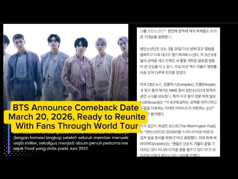 BTS Announce Comeback Date March 20, 2026, Ready to Reunite With Fans ...