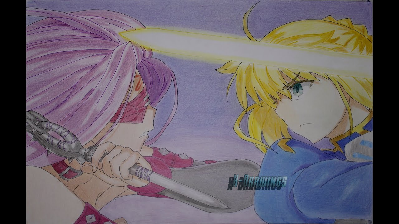 Drawing/Dibujando a Saber vs Rider (Fate Heaven´s Feel) - YouTube