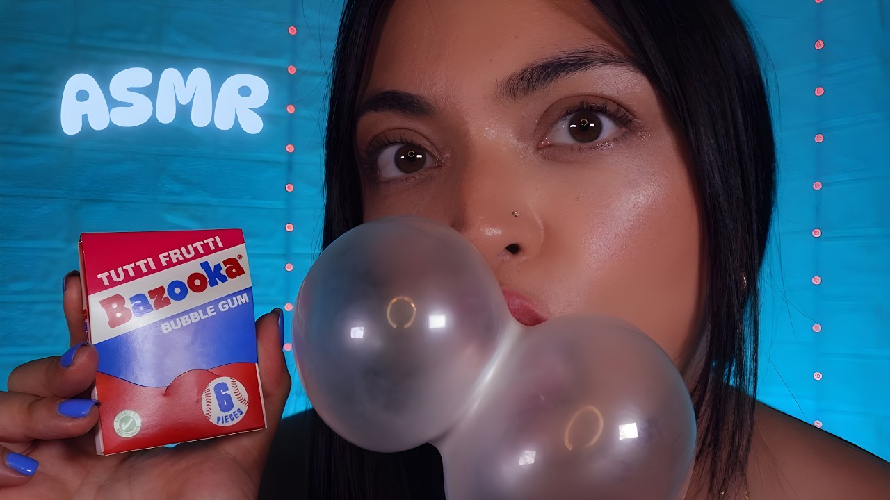 ASMR Chewing Bazooka Bubble Gum 💋 Popping, Smacking & Tingles - YouTube
