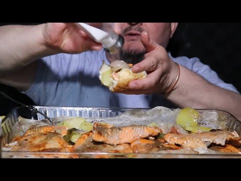 ||ASMR MUKBANG|| SOMON Balığı #neromasmr #somonbalığı #Somonfırın