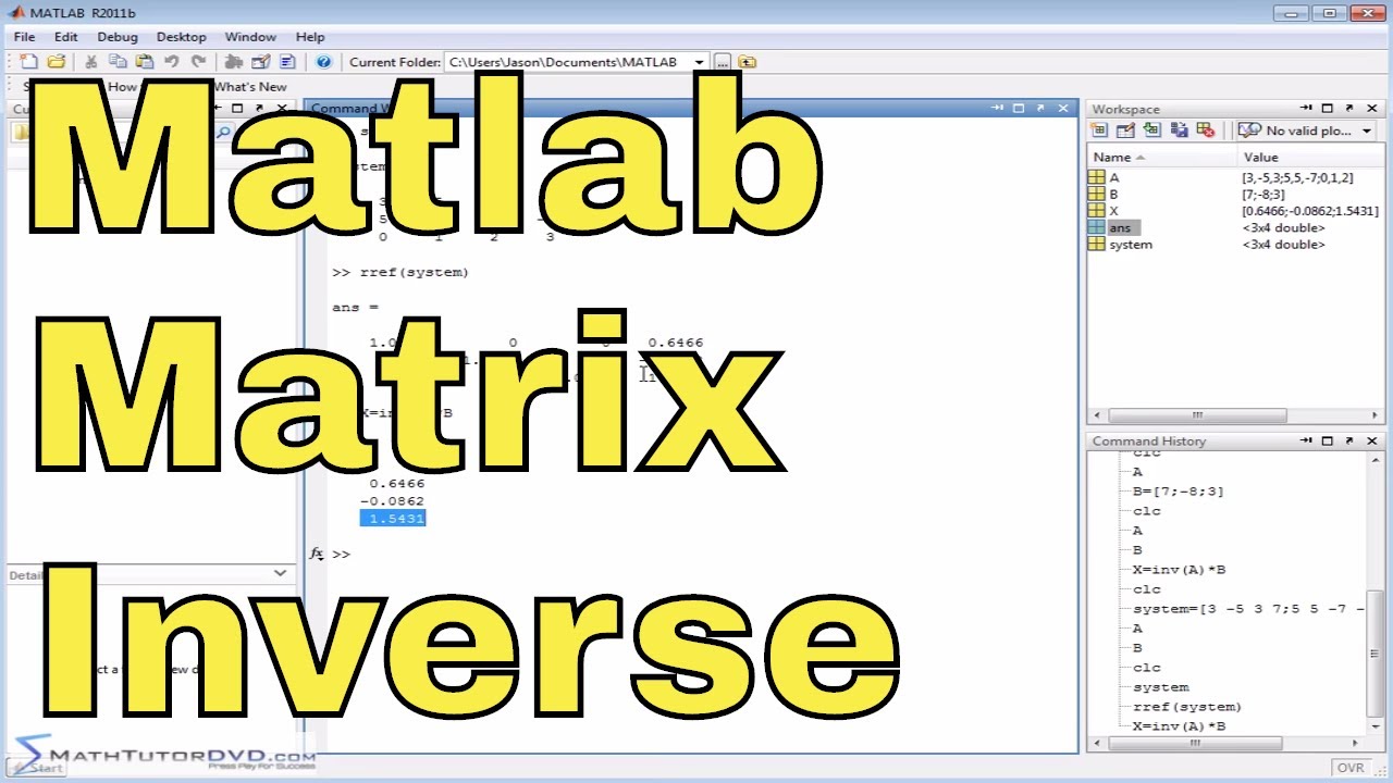 Matlab Tutorial 46 Matrix Determinant Inverse Trace And Rank